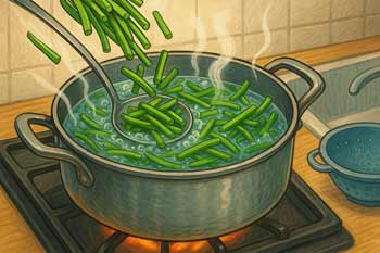 Snijbonen koken, een Hollandse groente.